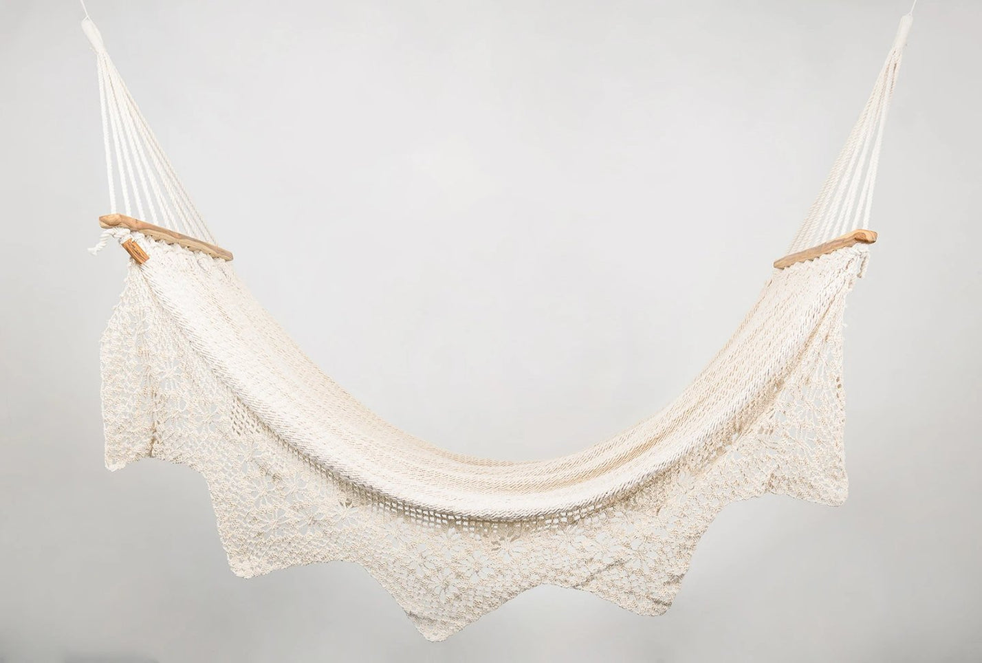 Boho Natural Cotton Hammock with Geometric Fringe | Available in Teak ...